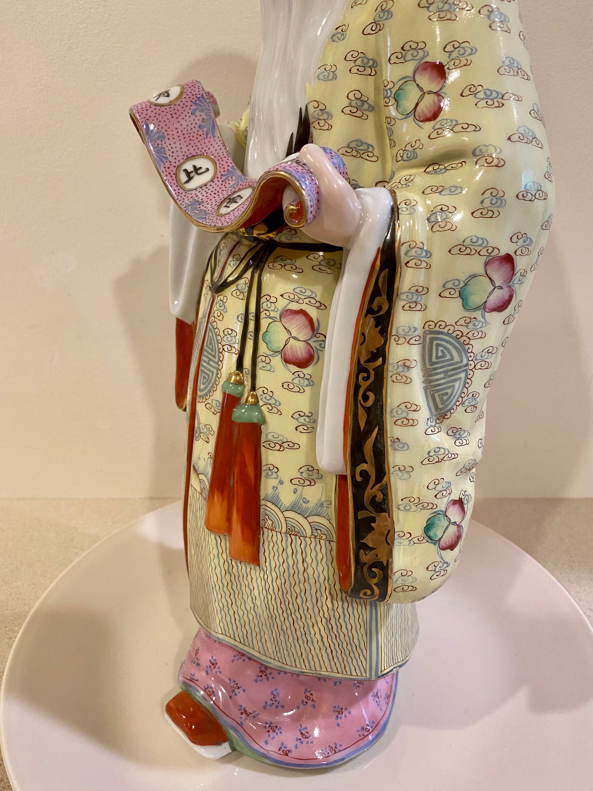 Chinese Family Rose Hand Painted Porcelain Figure of Shouxing, the God ...