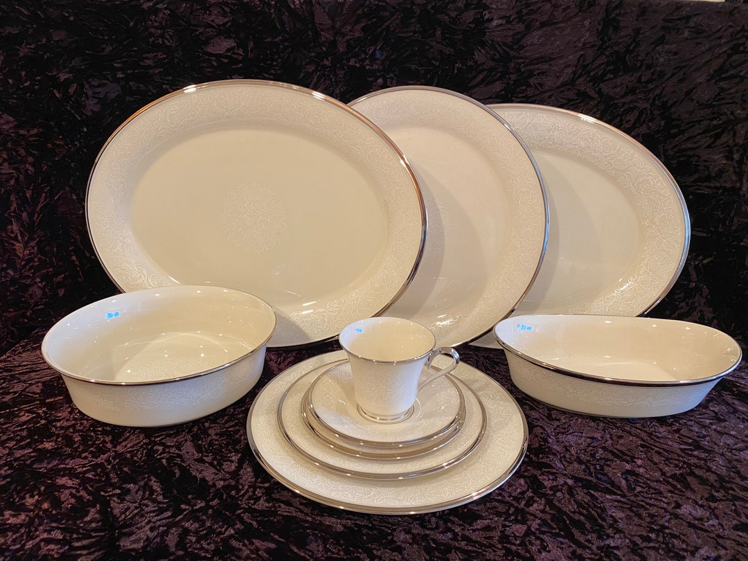Lenox Moonspun Discontinued Dinnerware China Wedding Platinum Rim - Etsy