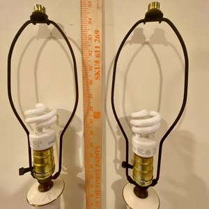 Pair of Antique Leviton Hand Painted Green Ivy Porcelain Lamps Brass ...