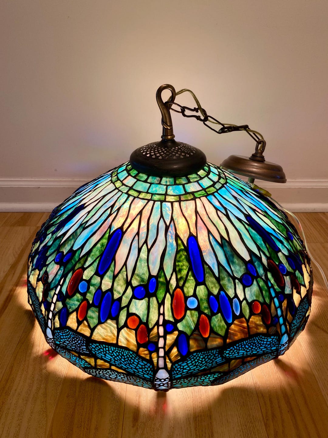Dale Tiffany 22" Blue Dragonfly Ceiling Light – Stained Glass ...
