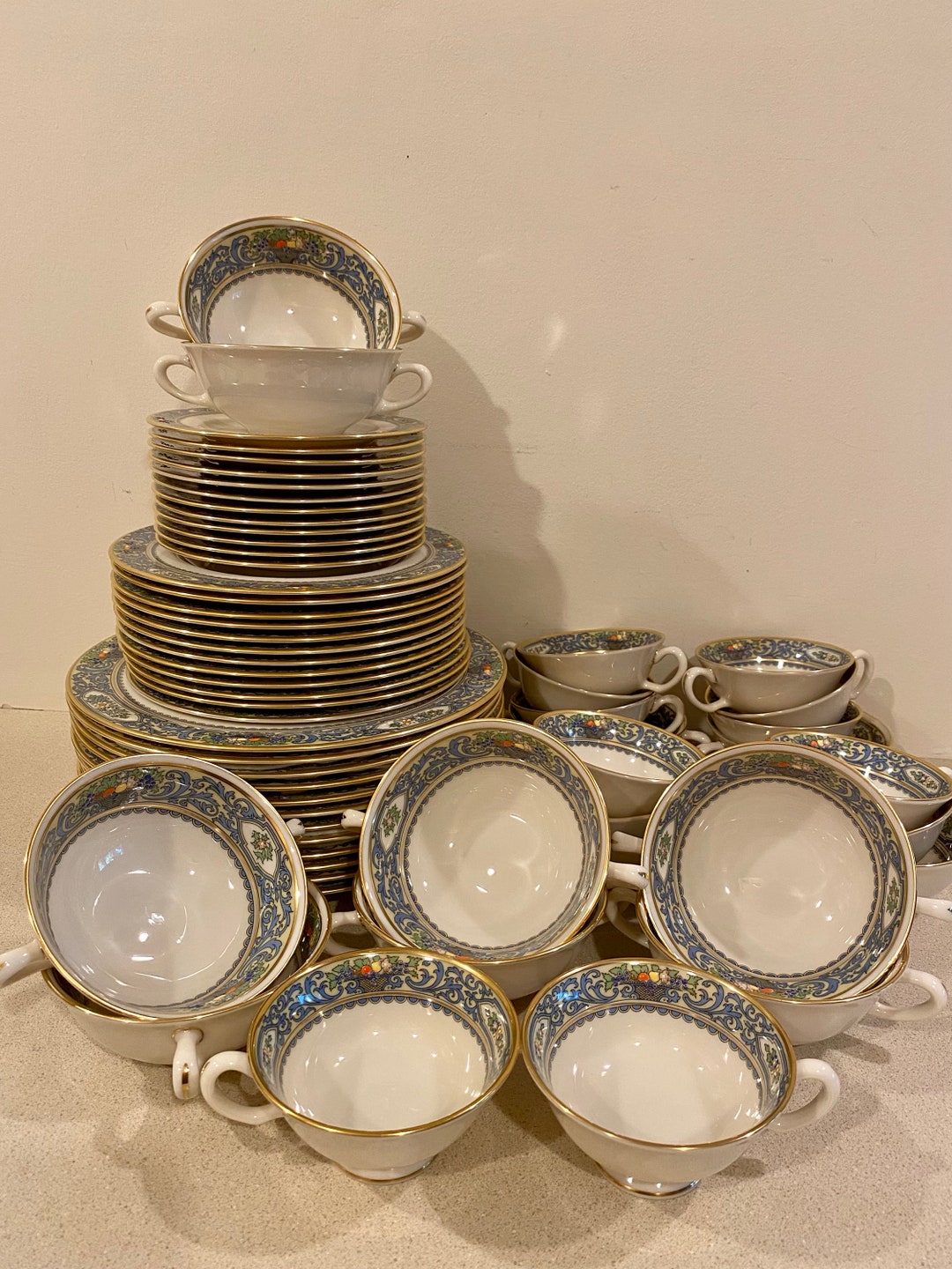 Vintage Mid Century Lenox Autumn Dinner, Salad Plates, Cups and Cream ...