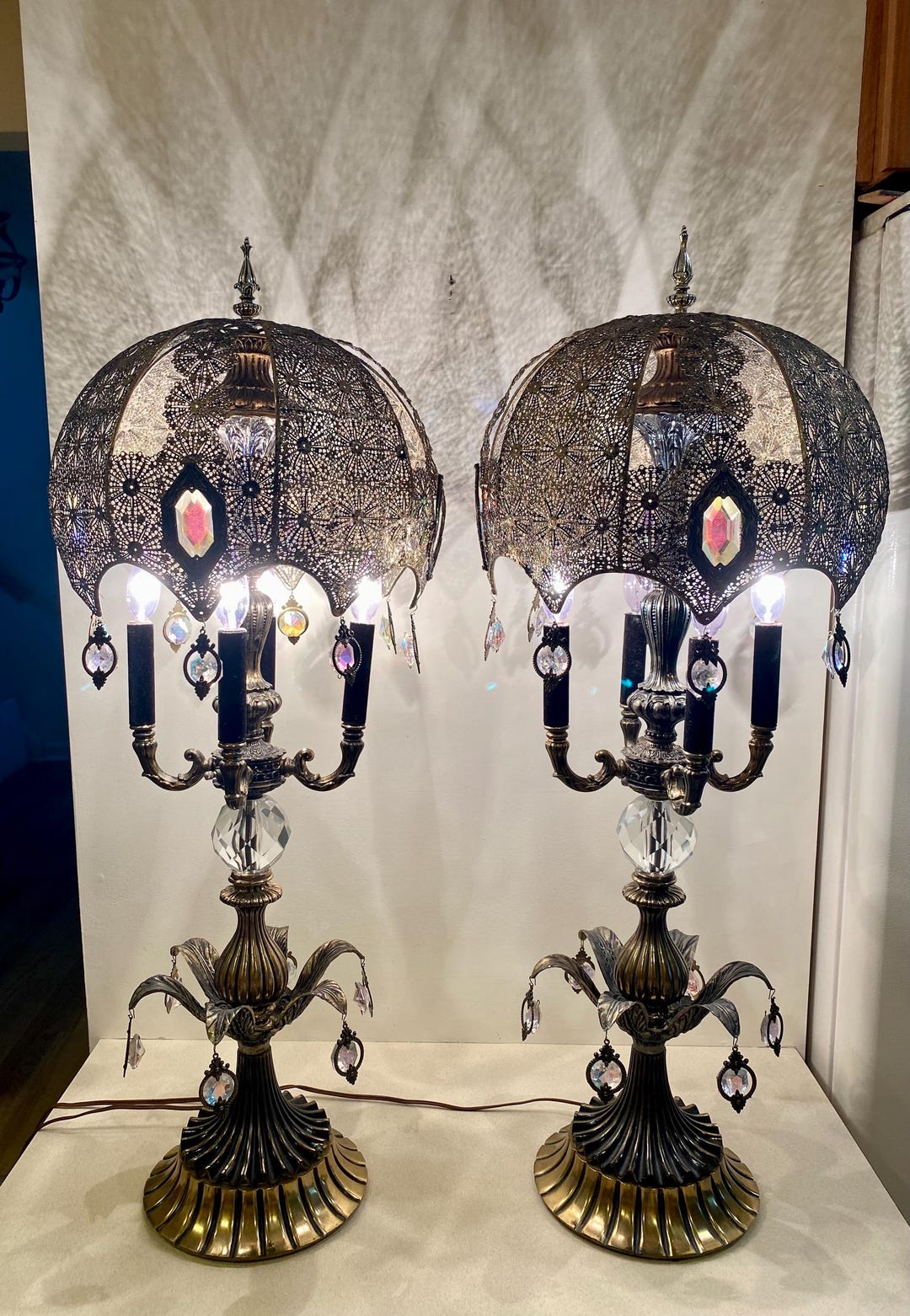 Pair of Loevsky and Loevsky Filigree Metal Lamps 38"h 14"w - Etsy