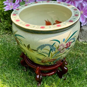 Vintage Japanese Koi Fish Planter 9.5h 11.75w With Wooden Stand 4.5 - Etsy