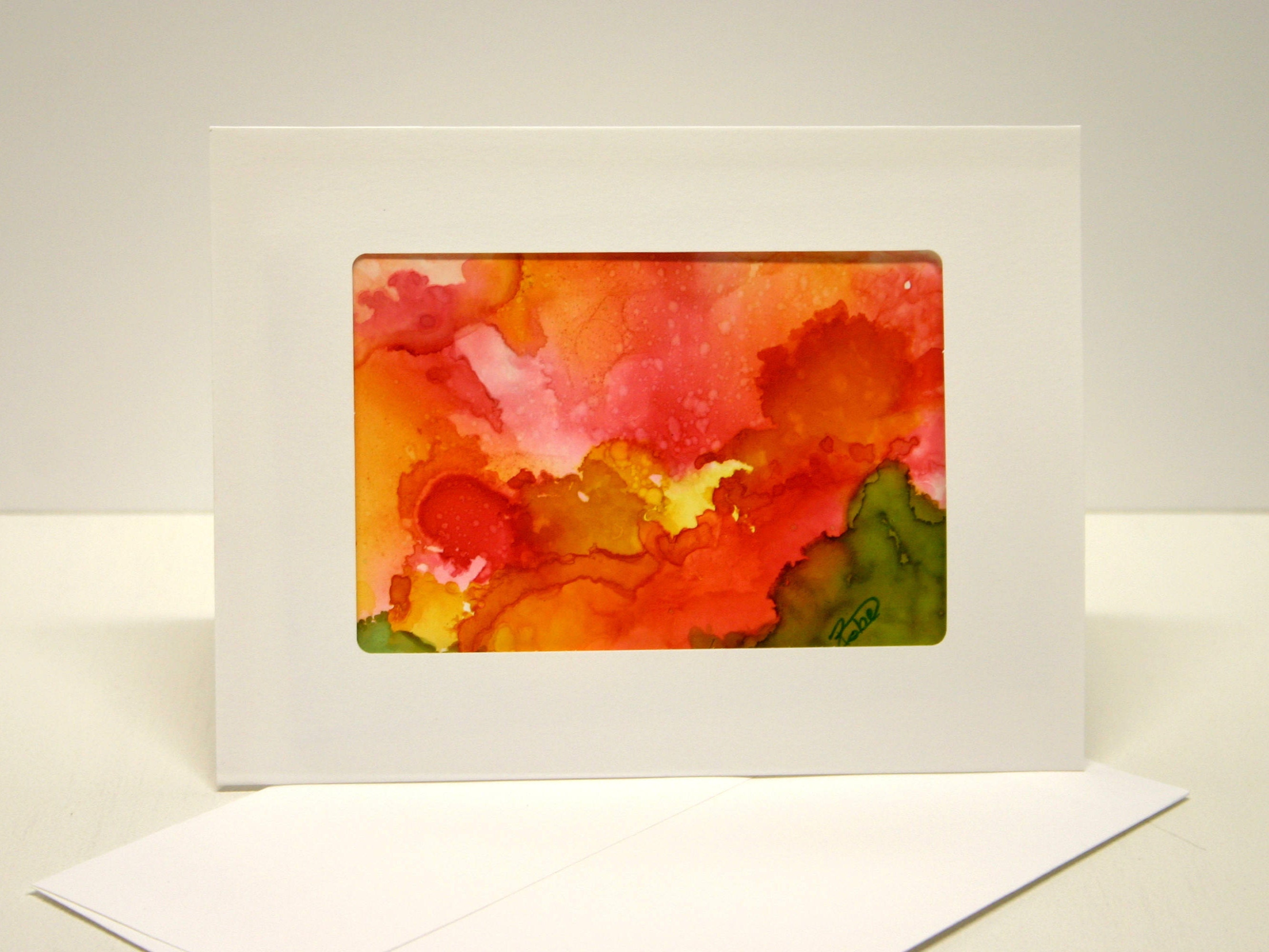 Hand painted abstract card Paper Handmade greeting card | Etsy