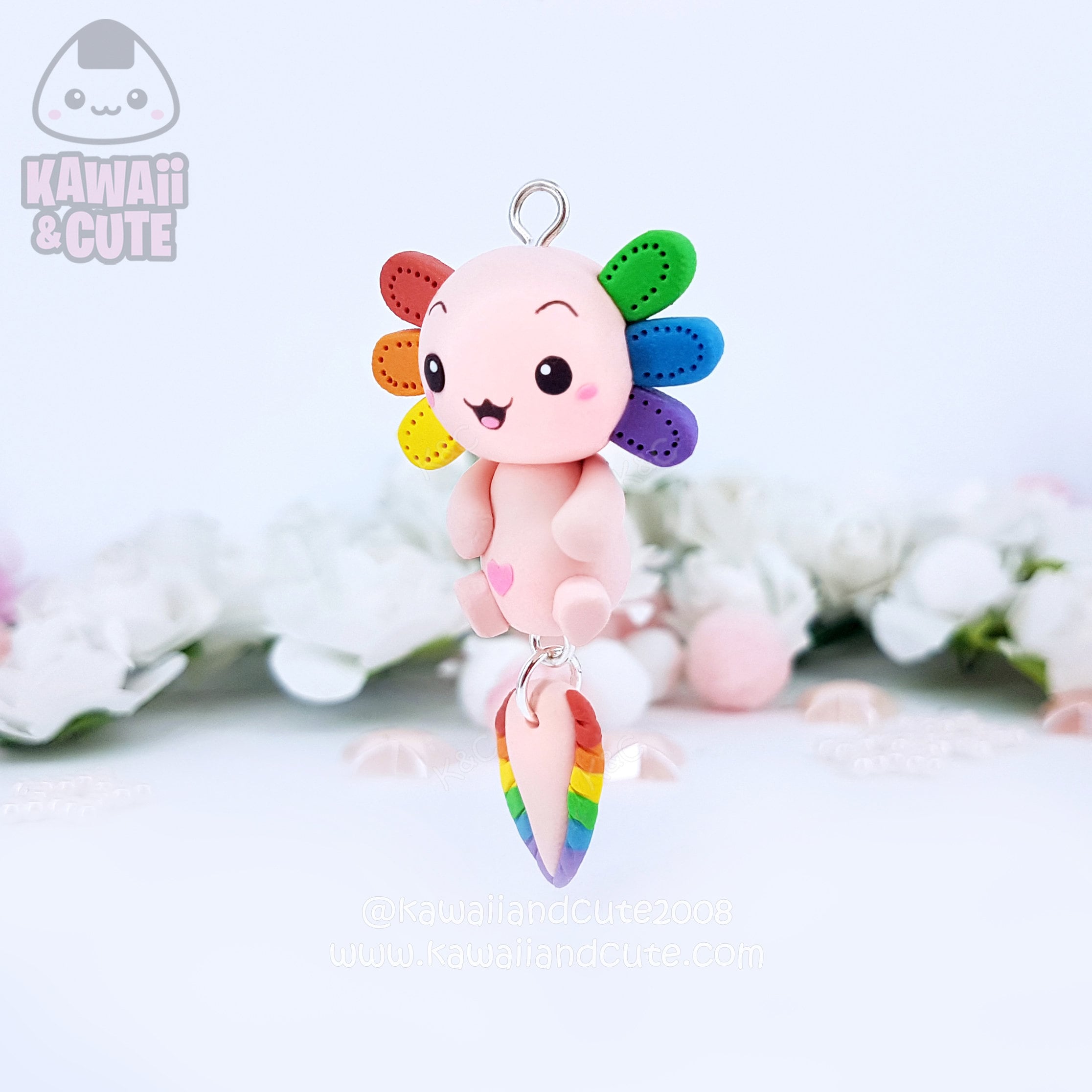 Rainbow Axolotl Cute Keychain Pink Axolotl Clay Charms - Etsy