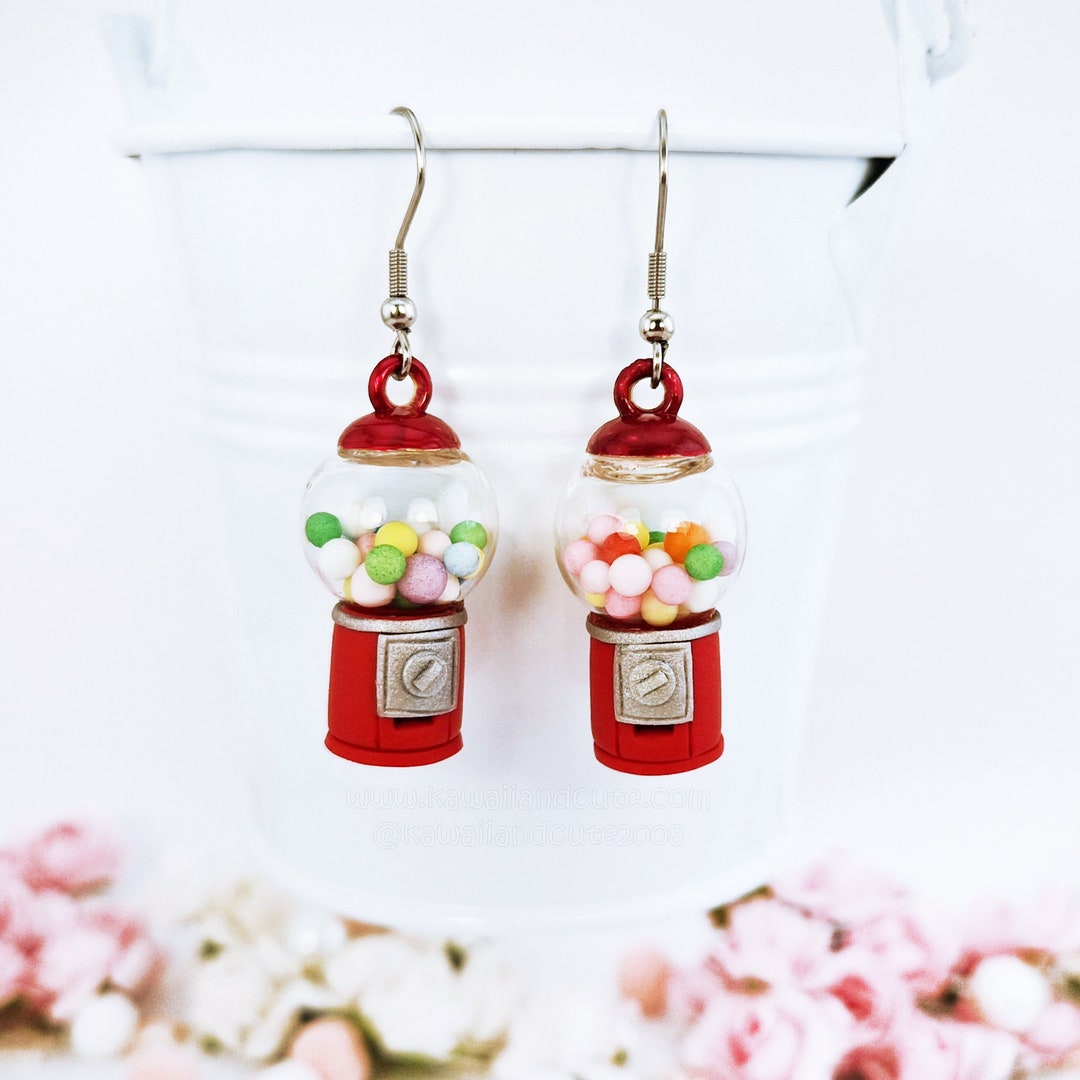 Gumball Machine Earrings Handmade, Cute Things Miniature Food, Special ...