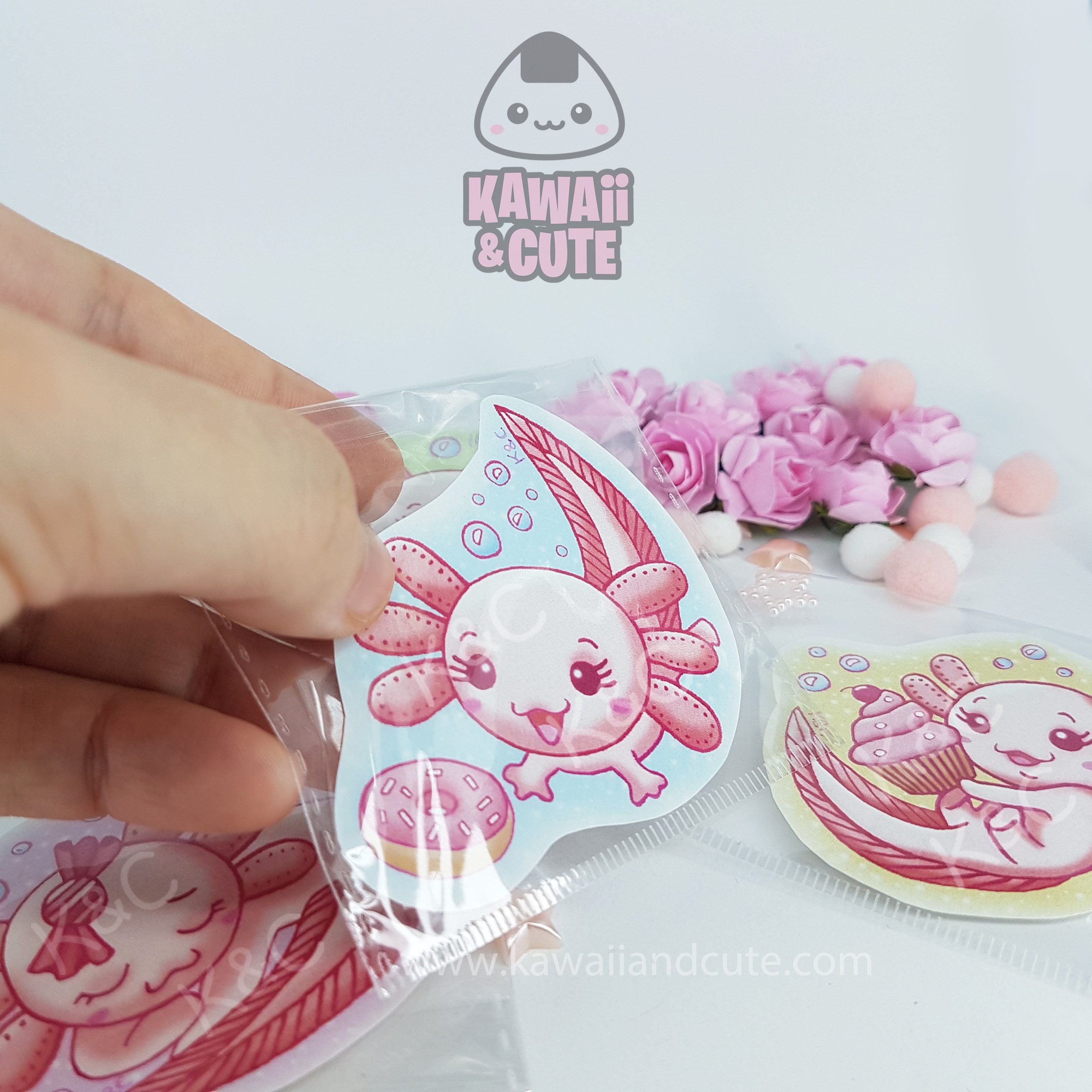 Axolotl Stickers Pack 4 Uds Stickers Set Satin Paper | Etsy