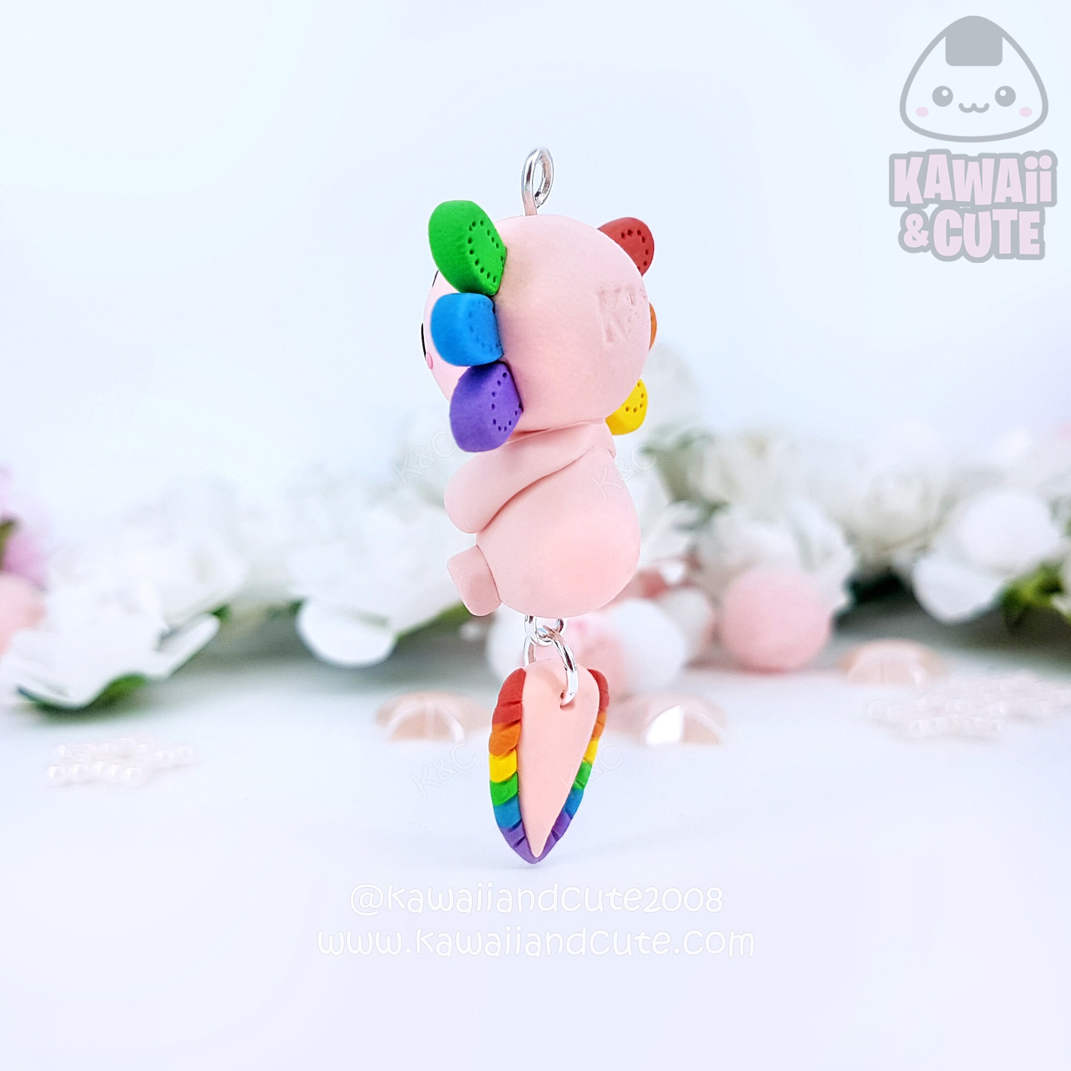 Rainbow Axolotl Cute Keychain Pink Axolotl Clay Charms - Etsy