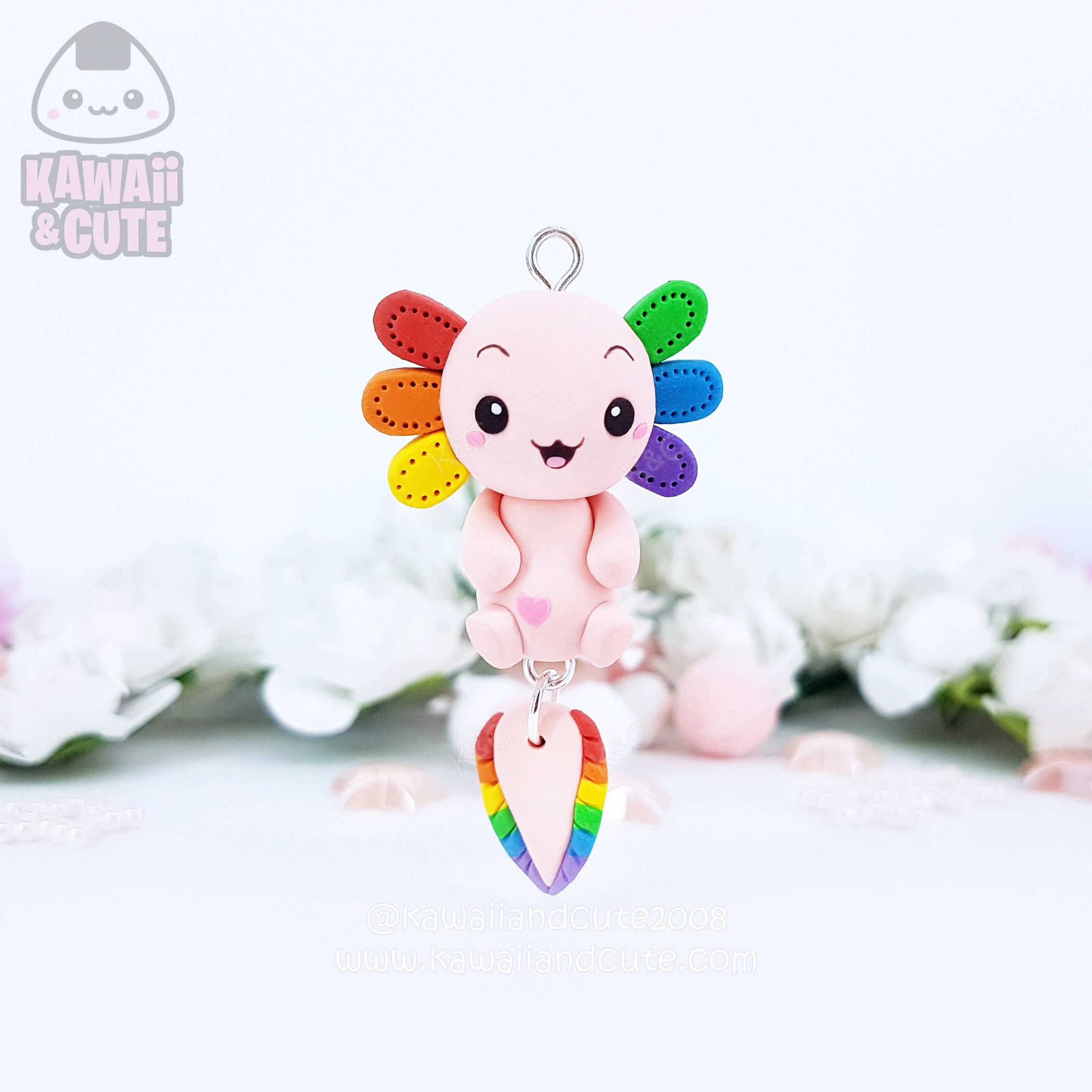 Rainbow Axolotl Cute Keychain Pink Axolotl Clay Charms - Etsy