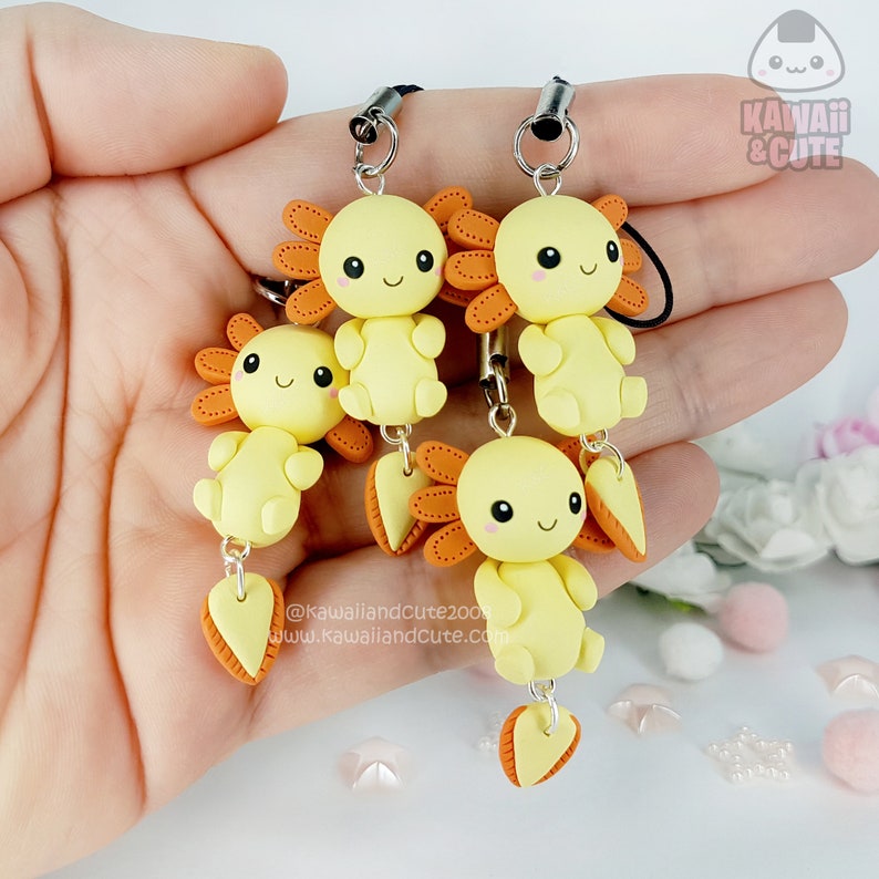 Gold Axolotl Cute Keychain Golden Axolotl Clay Charms - Etsy