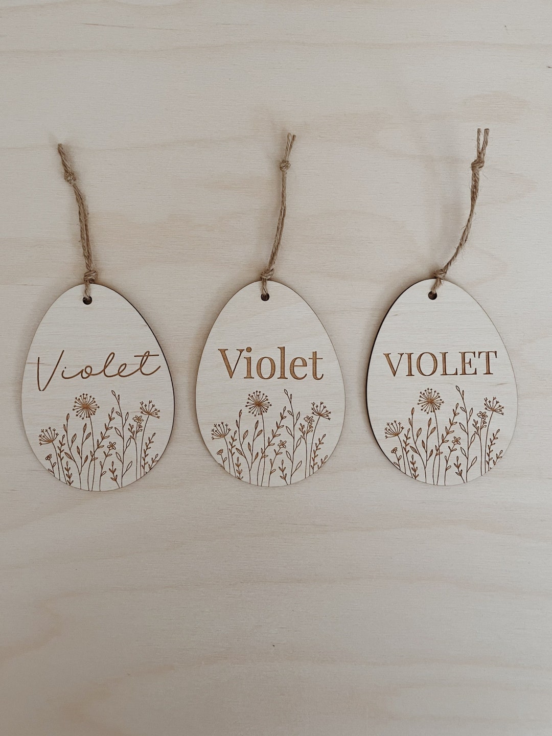 Wildflower Easter Basket Name Tag, Easter Egg Name Tag, Wooden Easter ...