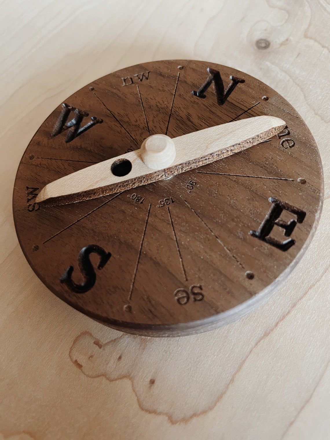 Wooden WALNUT Toy Compass Toy Compass Kids Compass Wooden | Etsy