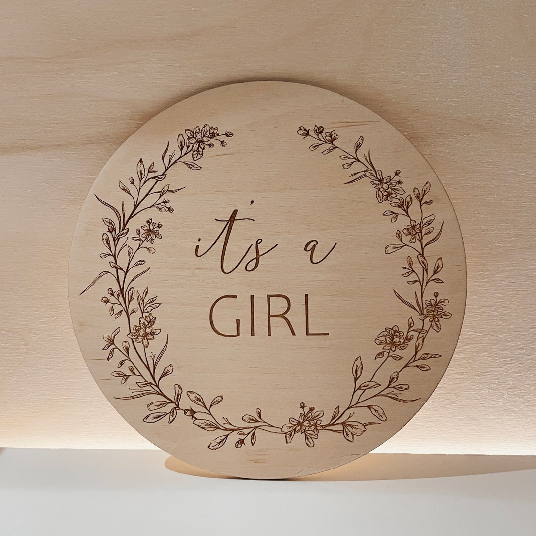 Gender Reveal Sign, Wooden Gender Reveal Sign, Calligraphy Style, Baby ...