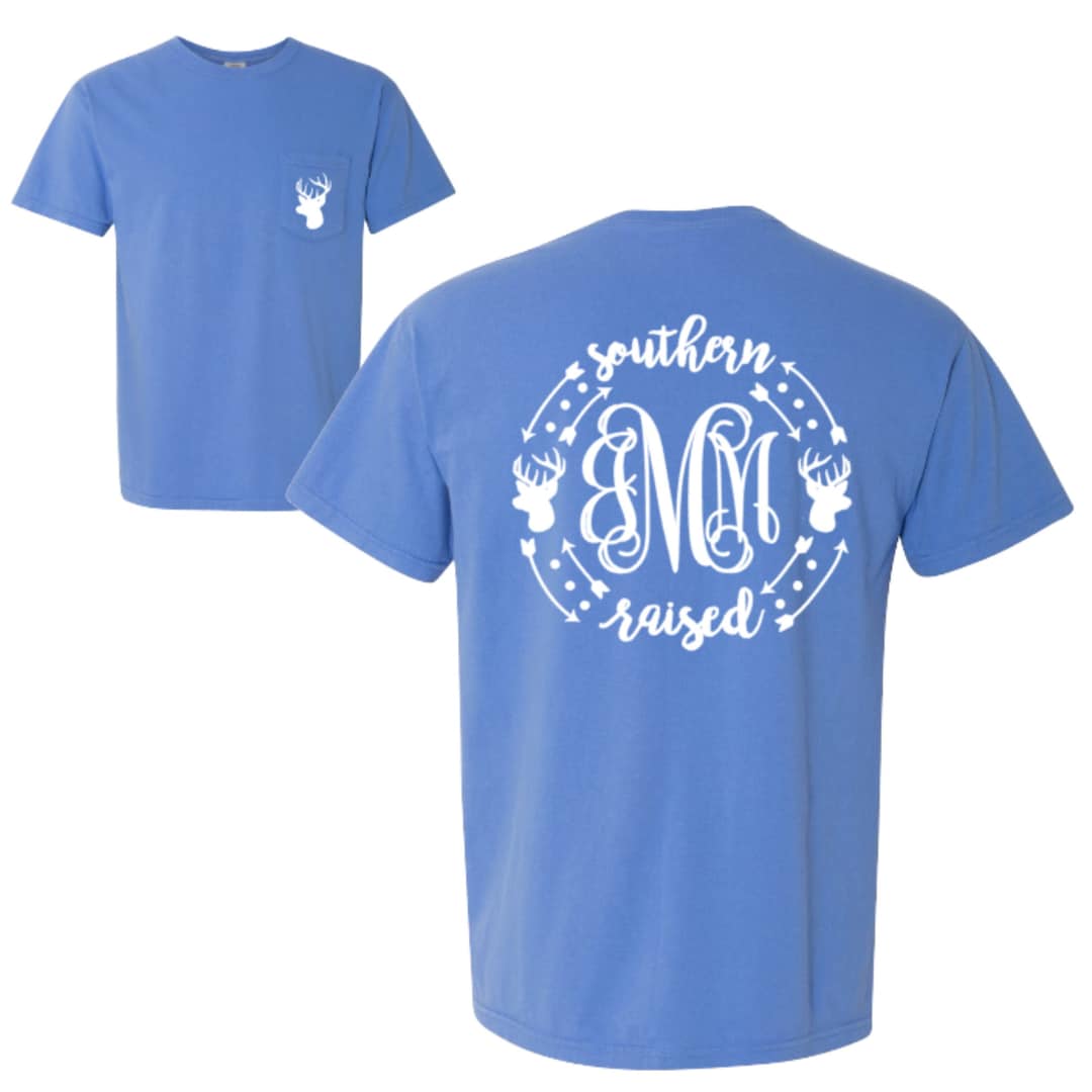 Southern Girl Monogram Shirt, Southern Raised Shirt, Womens Monogram ...