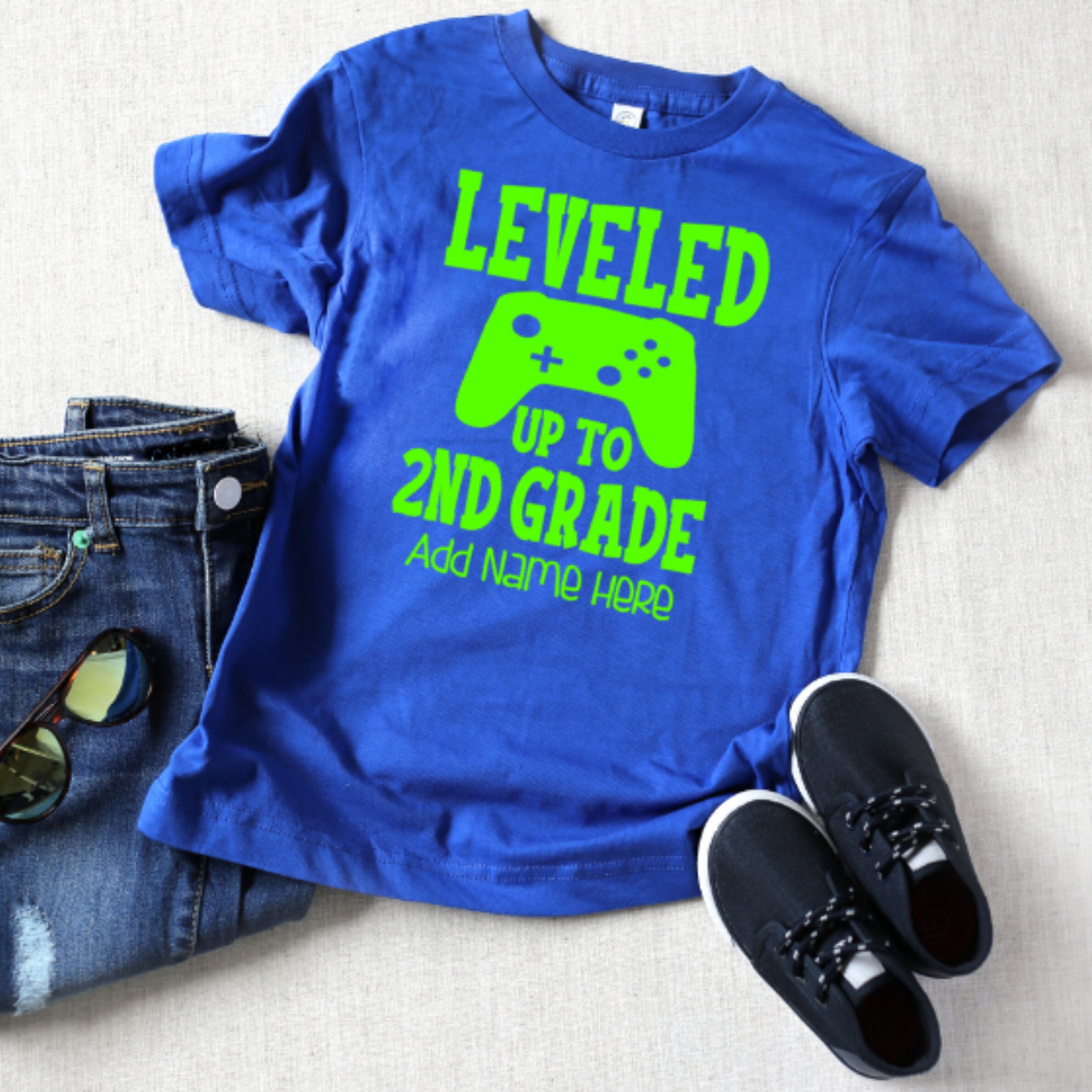 Leveled up to Second Grade, Boys Second Grade Shirt, Second Grade Shirt ...