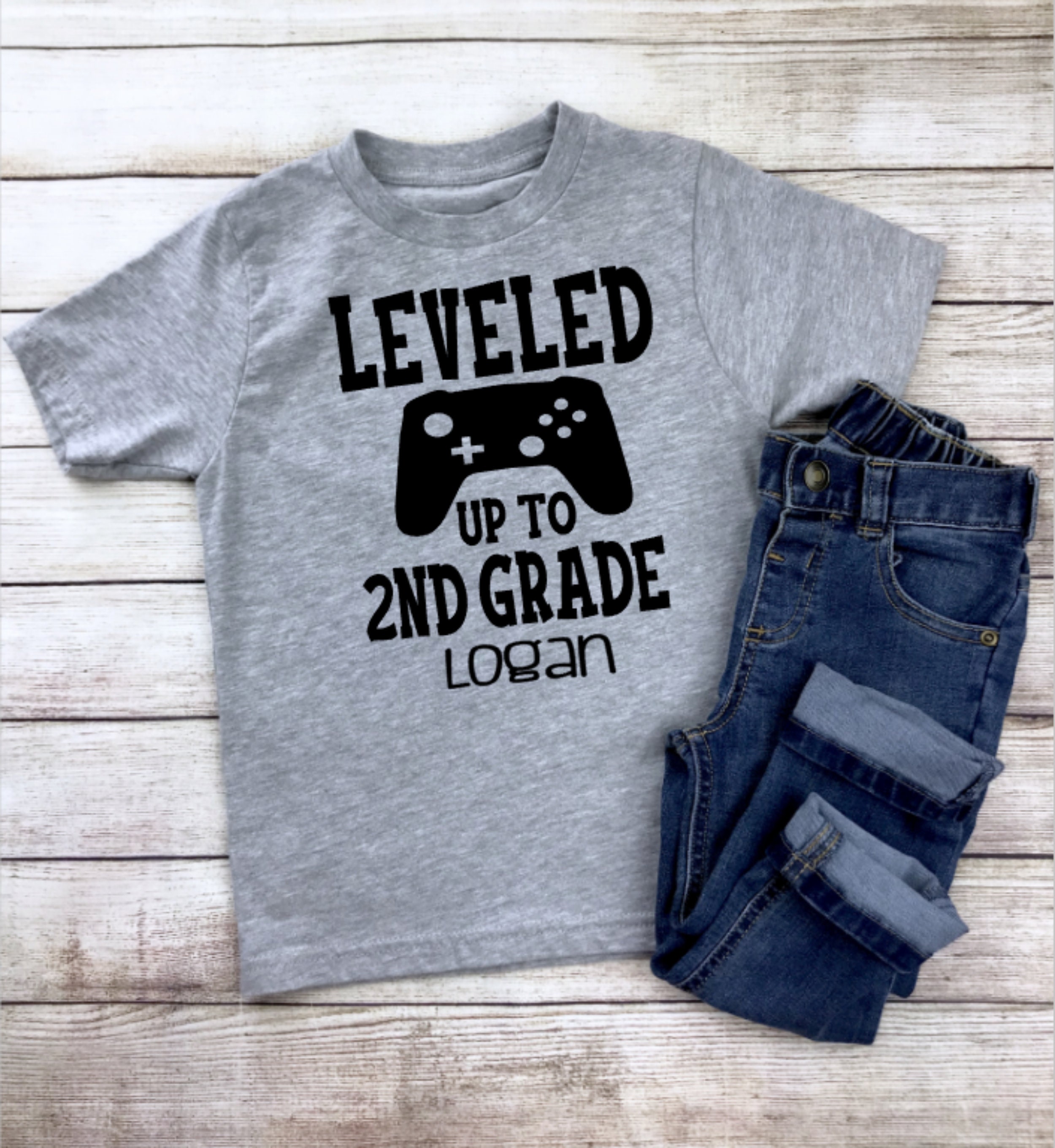 Leveled up to Second Grade, Boys Second Grade Shirt, Second Grade Shirt ...
