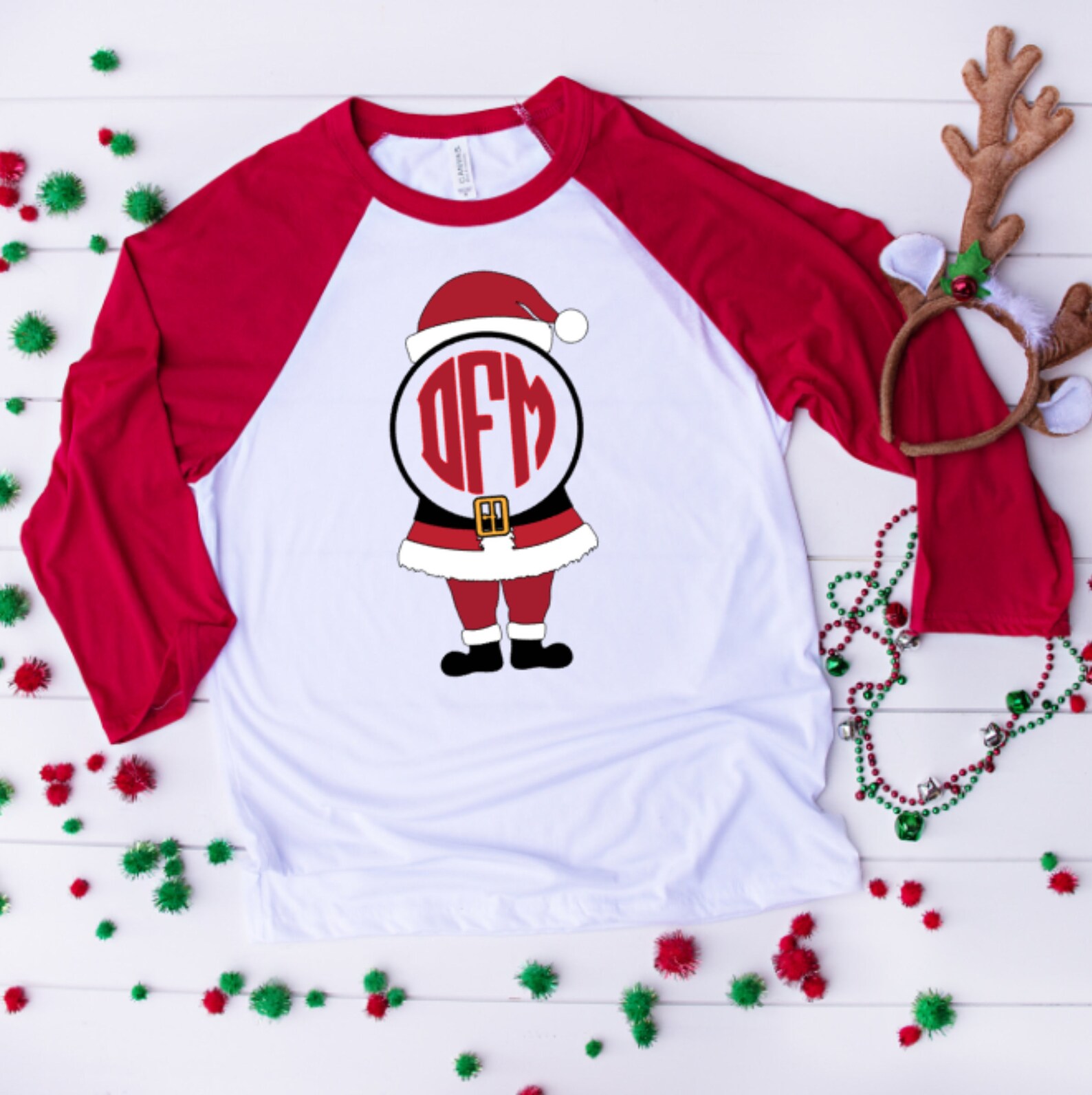 Santa Monogram Shirt Santa Shirt Christmas Monogram Shirt - Etsy
