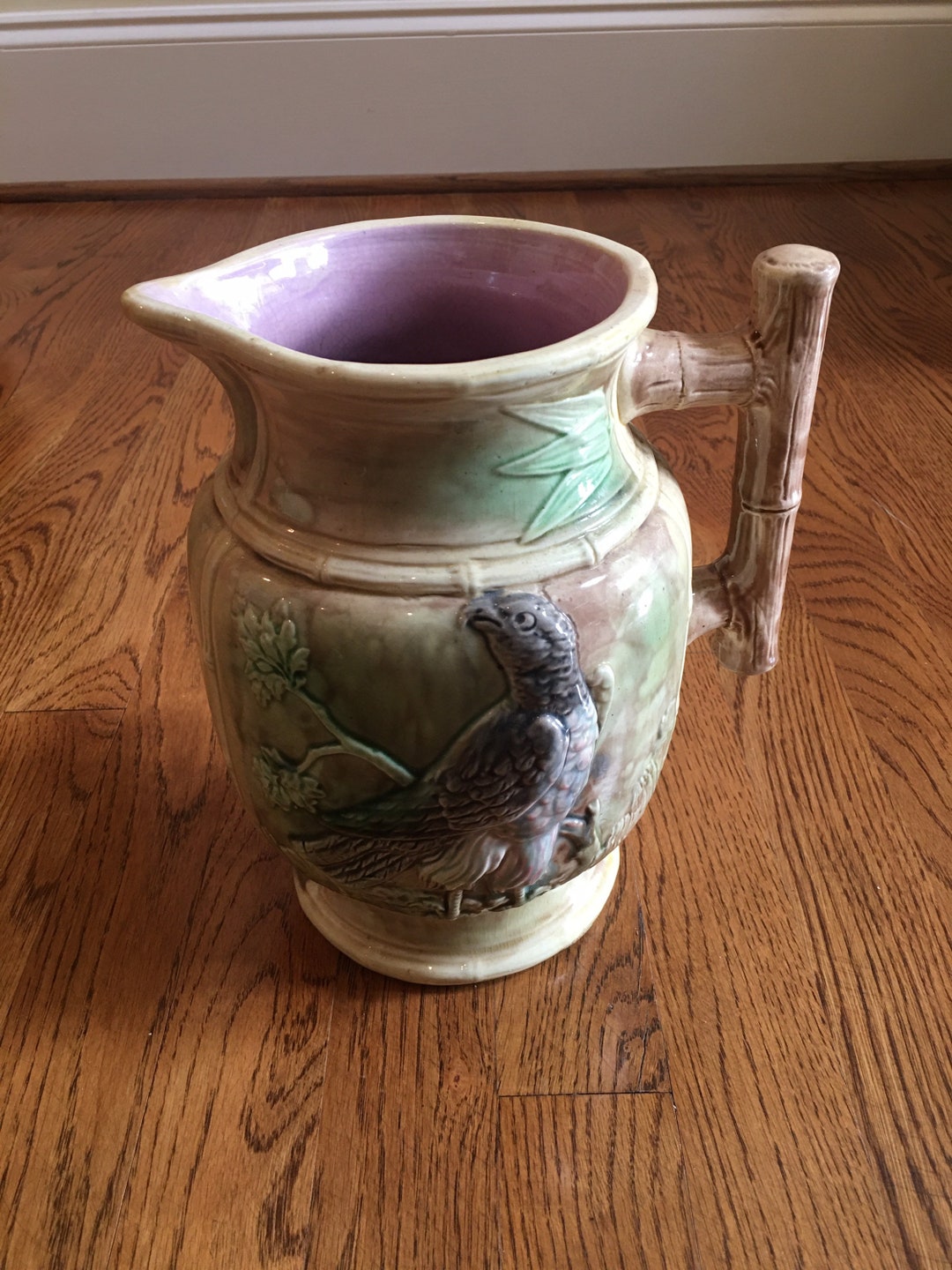 Antique 19c British Majolica Bird Pitcher - Etsy