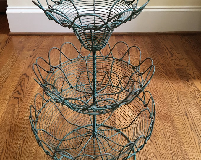 French Three Tiered Wire Basket - Etsy