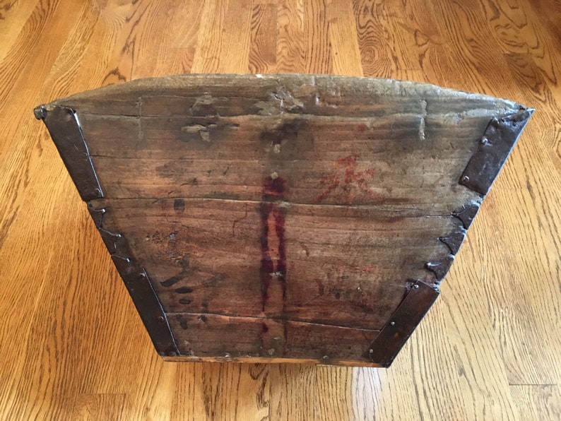 Antique Chinese Wooden Rice Basket Bucket Box With Iron - Etsy