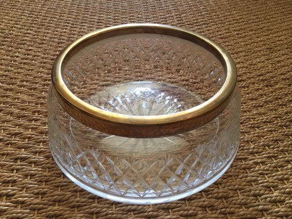 Vintage Glass Berry Bowl With Gold Rim - Etsy