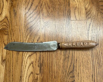 Antique Victorian Carved Bread Knife: English Treen Kitchenalia - Etsy