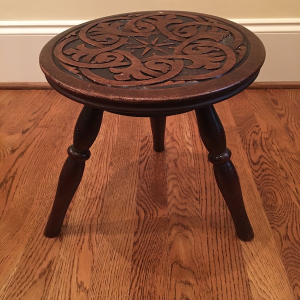 Carved Wood Stool - Etsy