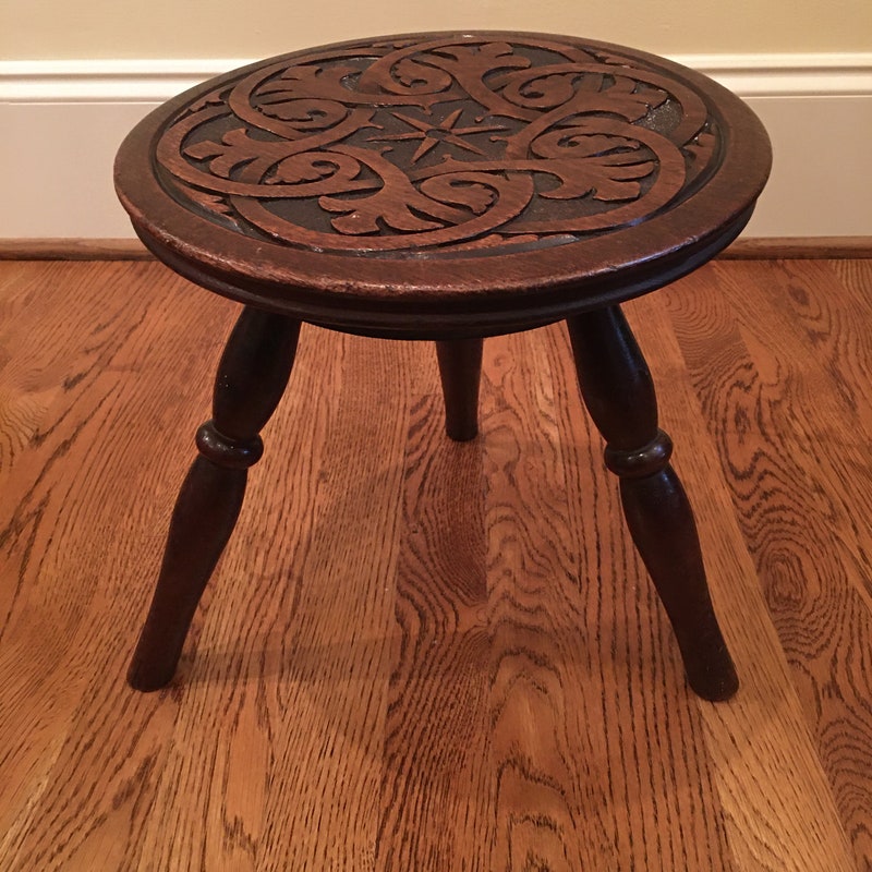 Carved Wood Stool - Etsy