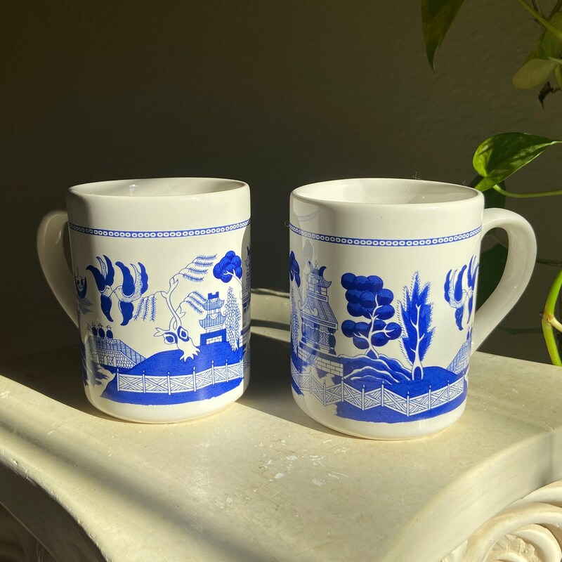 Blue Willow Mugs - Etsy