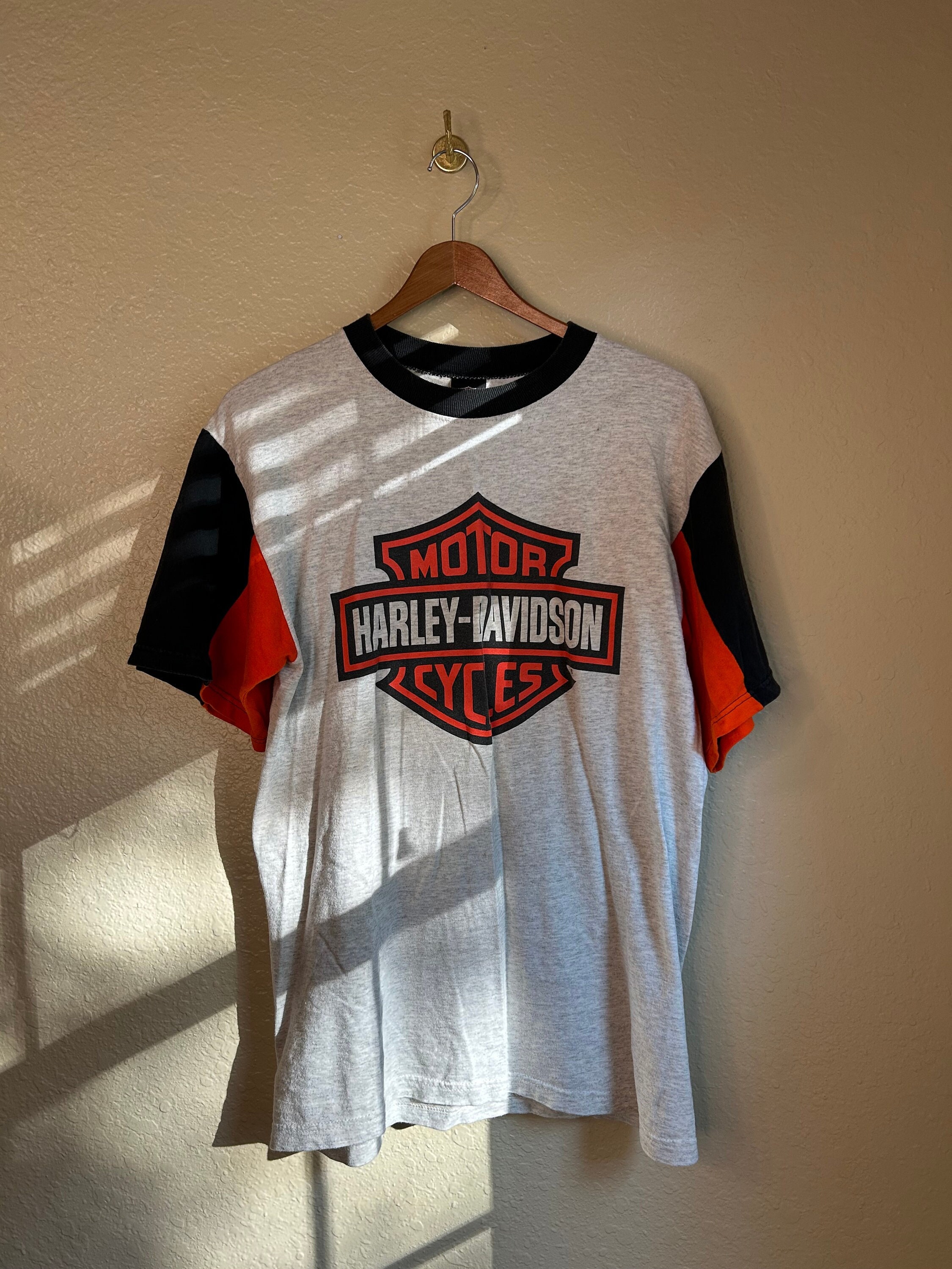 1990's Two Toned Sleeve Vintage Harley Davidson T-shirt/harley Davidson Denver, Colorado/vintage ...