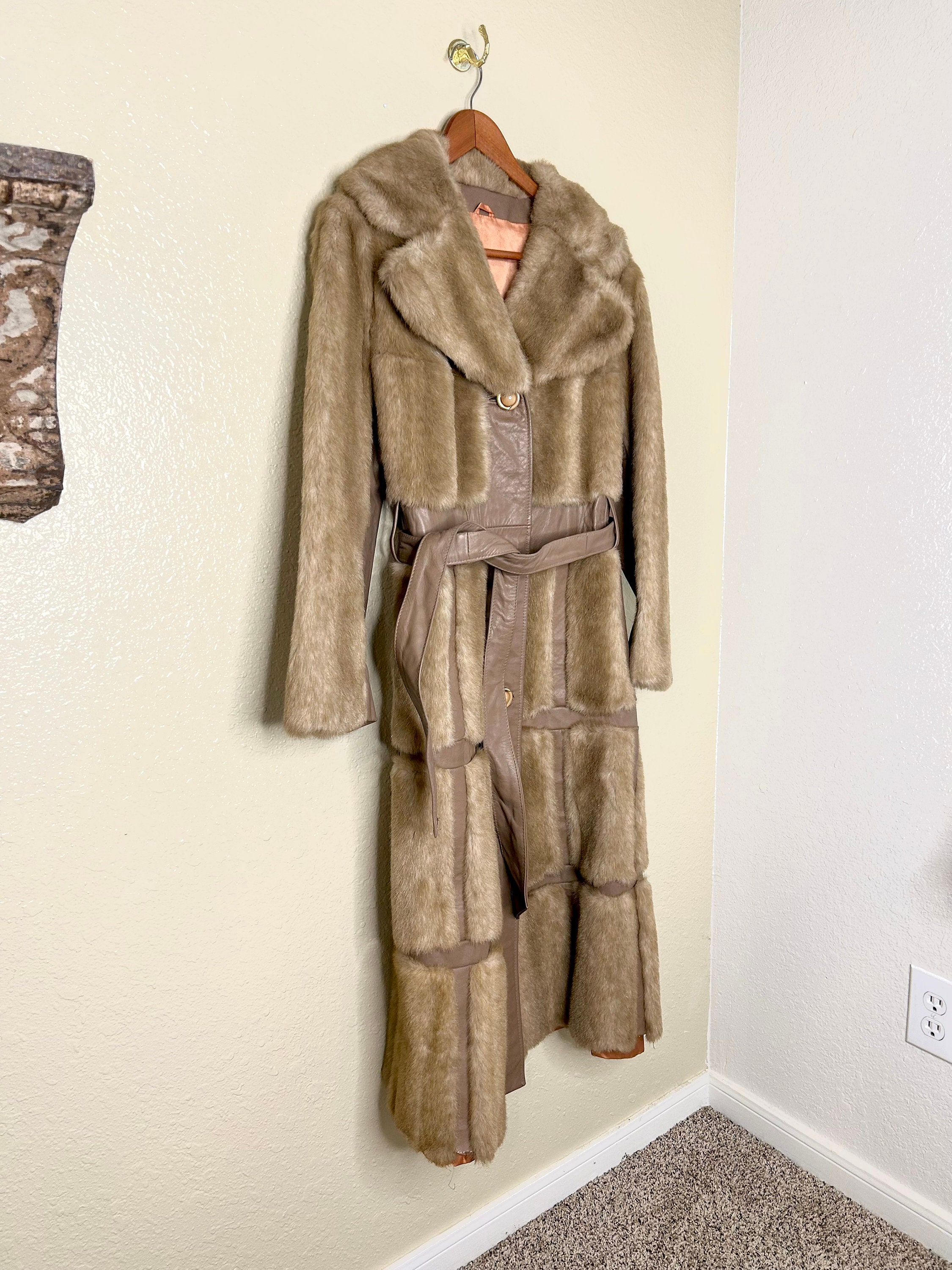 Vintage Jet Set California Penny Lane Style Faux Fur Full Length Coat ...