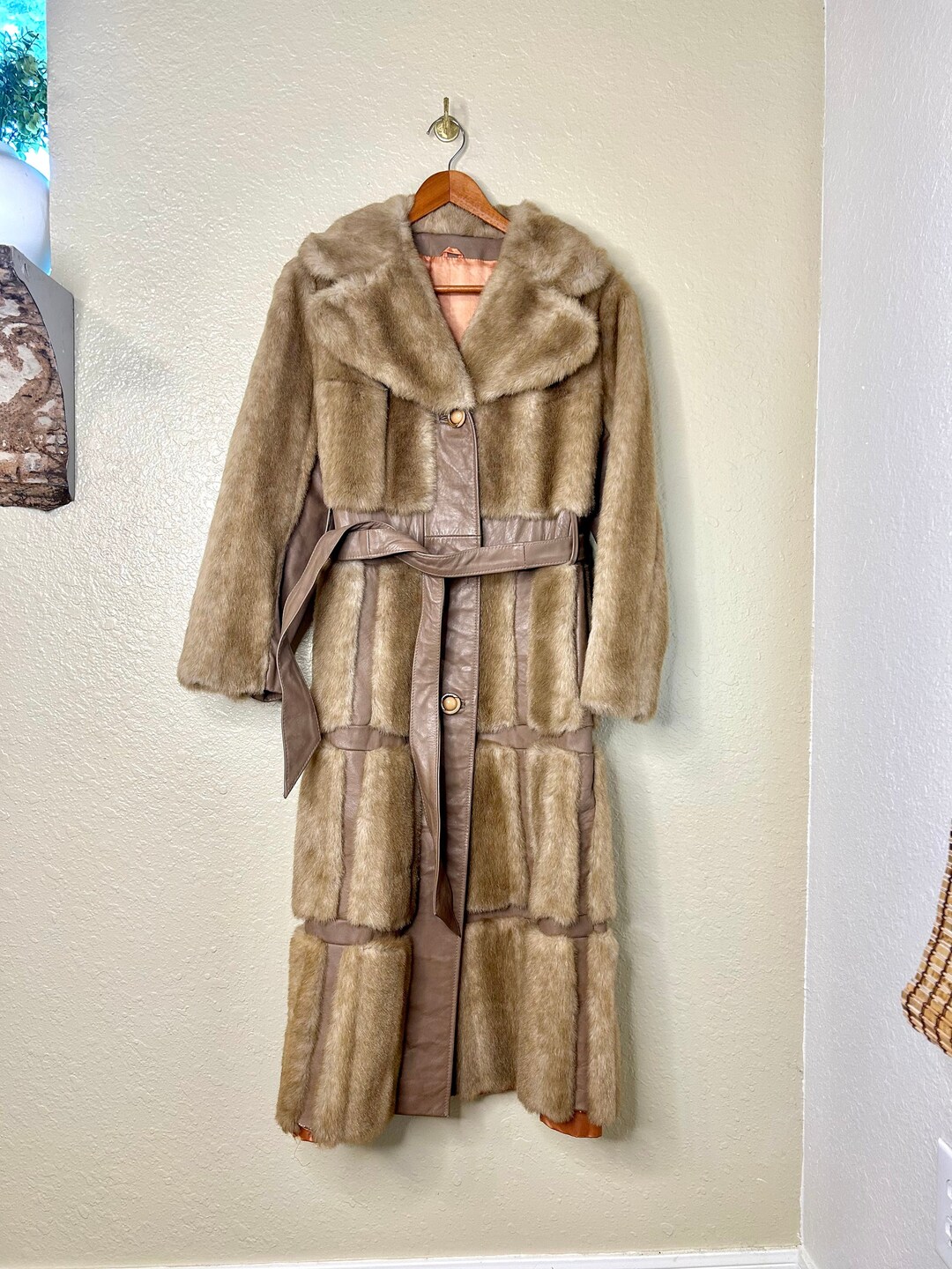 Vintage Jet Set California Penny Lane Style Faux Fur Full Length Coat ...
