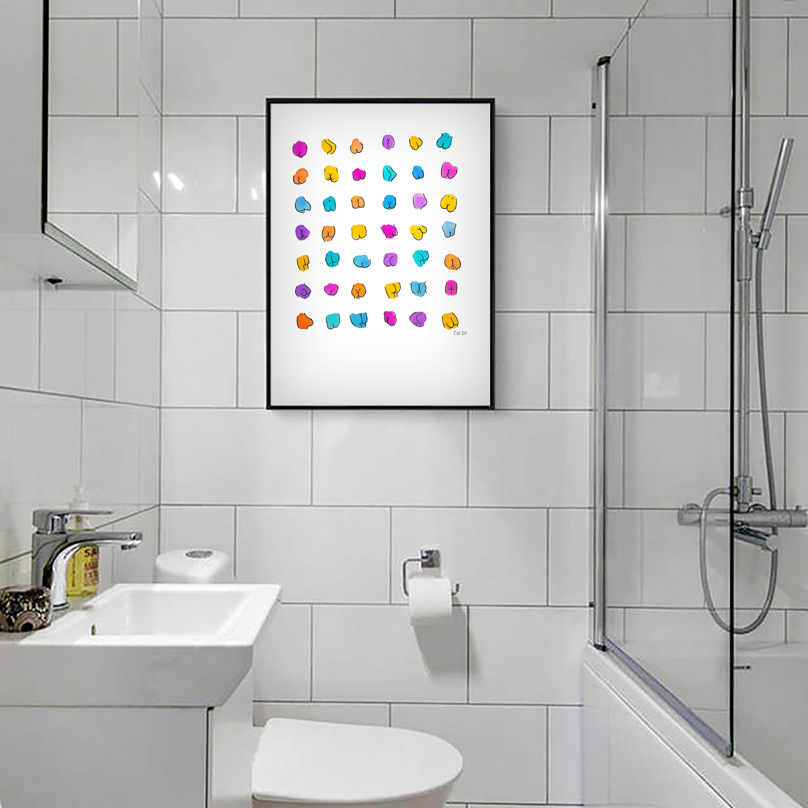 Sweet Cheeks – Funny Watercolor Bathroom Art Print | Fine Art Giclee ...