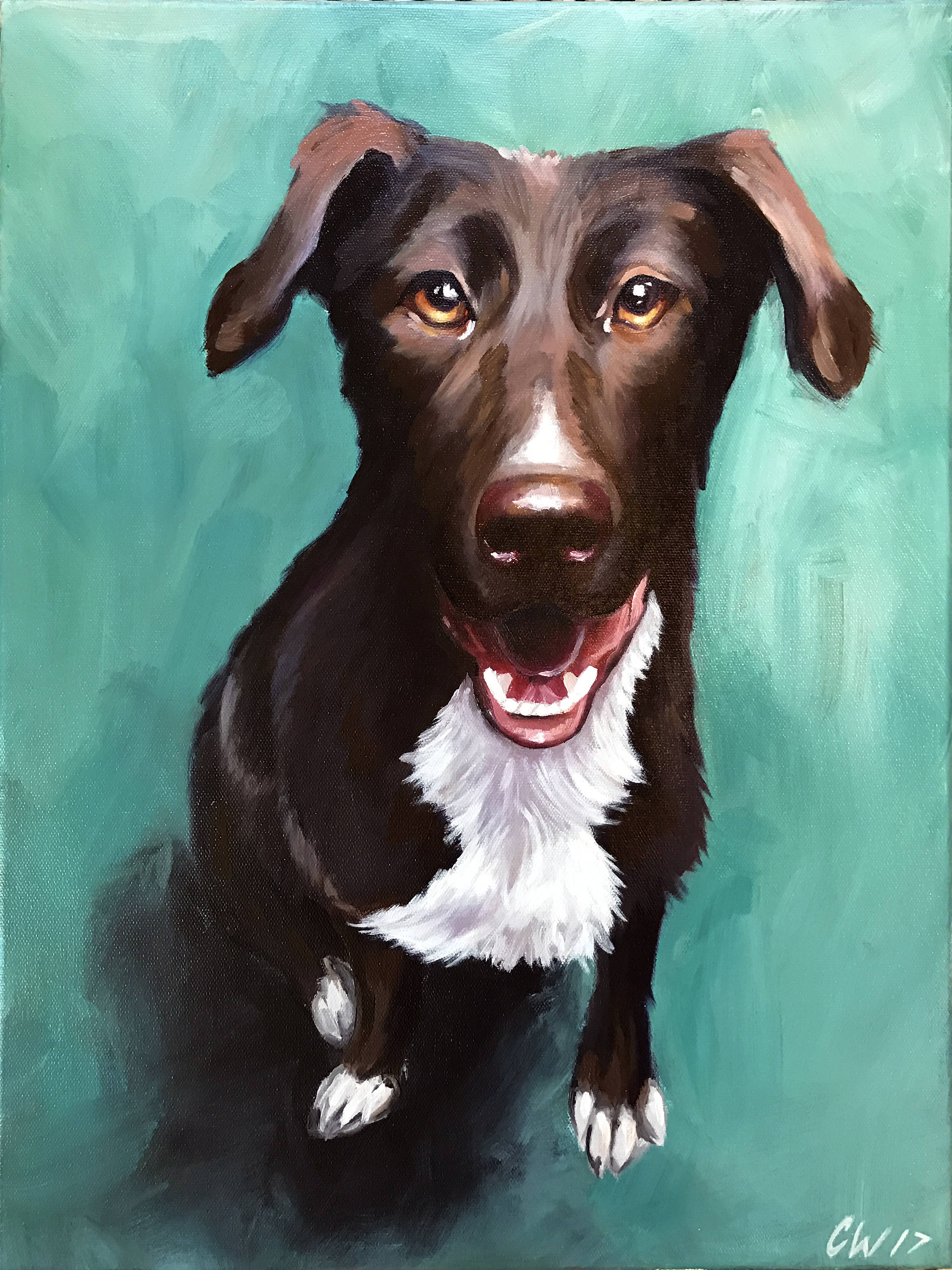 German Shepherd Chocolate Lab Mix Art Print | Fine Art Giclee | 8x10 ...