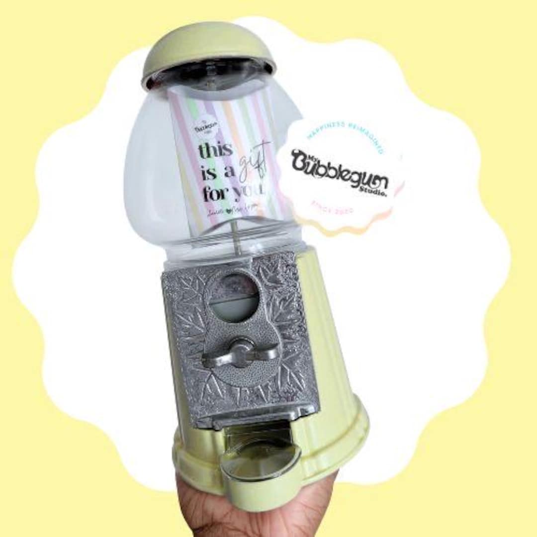 Gumball Machine, Lemon Yellow, Silver Plate , Bubblegum Machine ...
