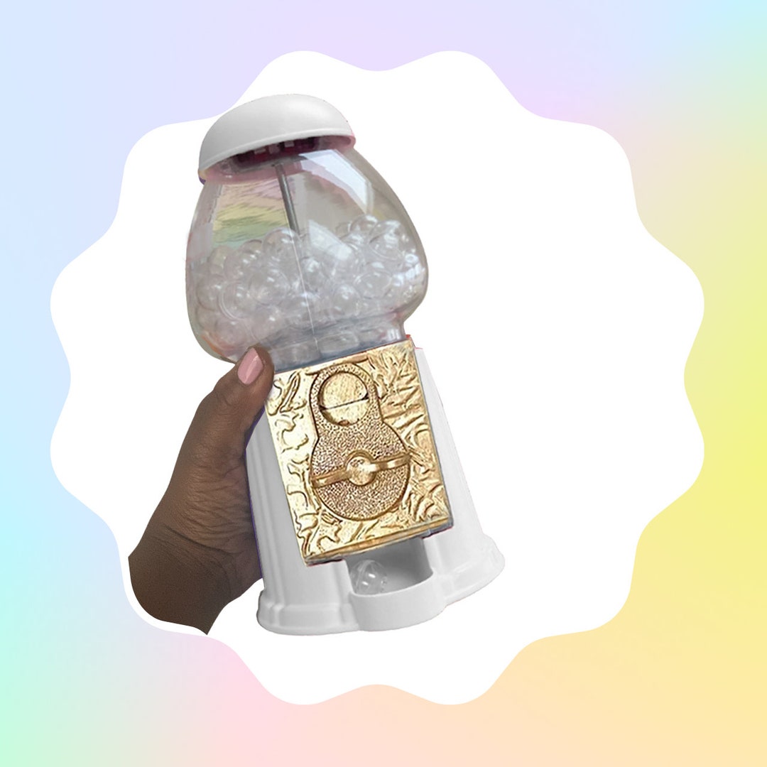 White Gumball Machine With Gold Plate: Functional Saving Machine - Etsy
