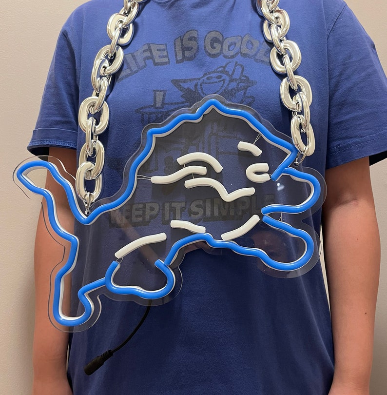 Detroit Lions Turnover Chain Neon Game Day Team Fan Chain Necklace - Etsy