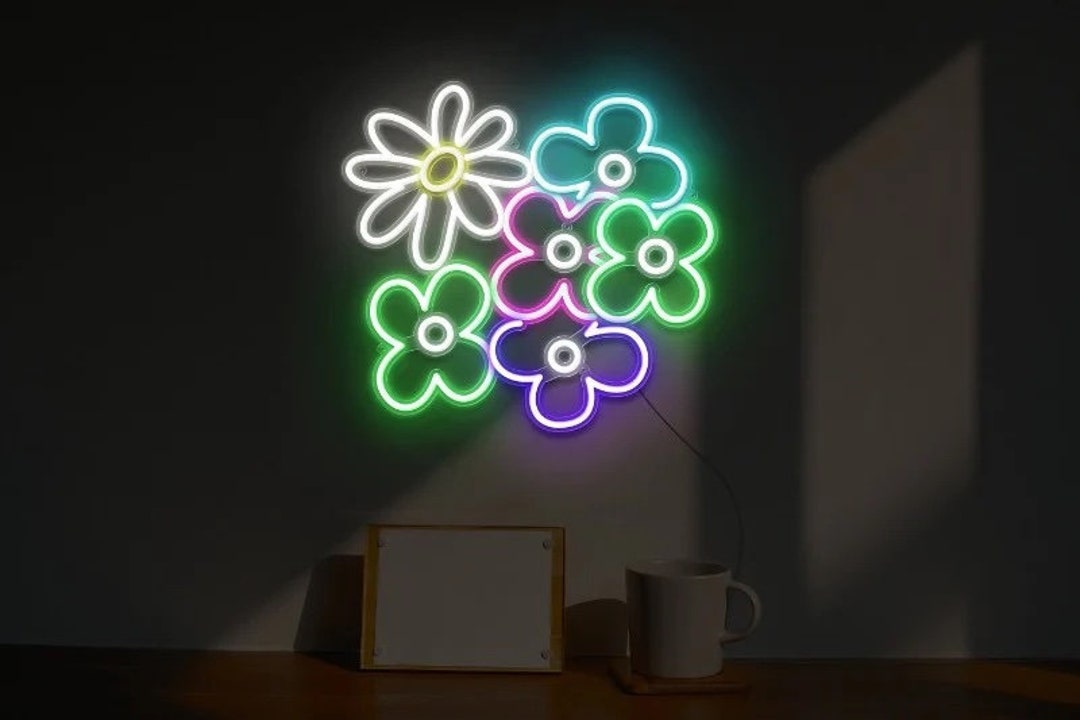Flowers Neon Sign, Floral Neon Sign, Cute Neon Sign, Cafe Neon Sign ...