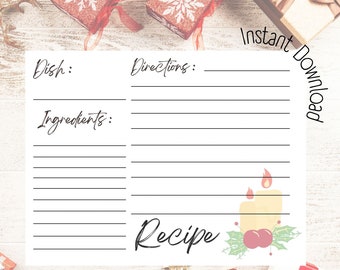 Printable Recipe Card Kit Gift Tag Set Christmas Set 3 - Etsy