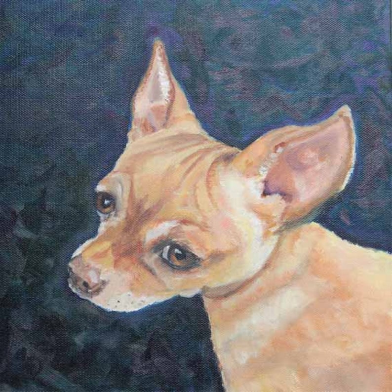 Chiweenie Pet Portrait Oil on Canvas Art Print Giclee Prints Oil ...