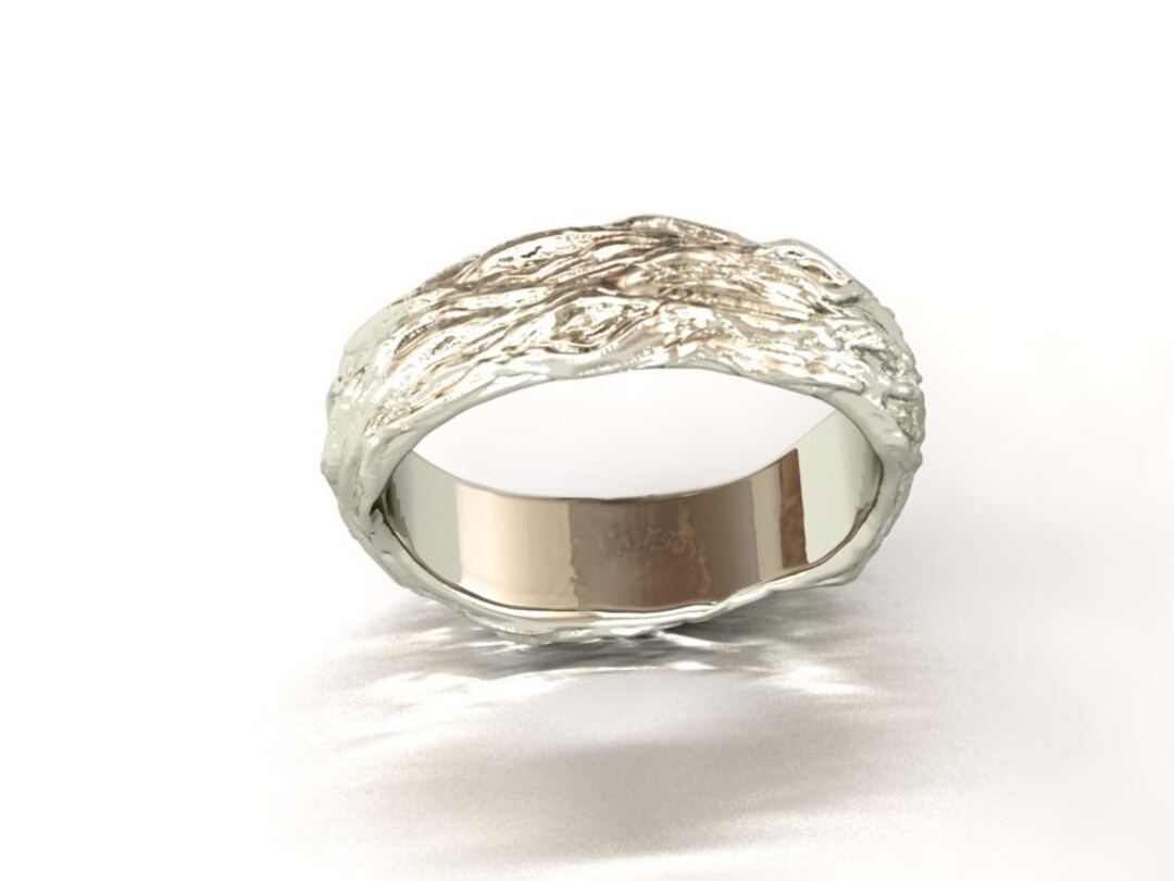 Simple yet Unique Men Gold Wedding Band, Men Wedding Band, 14K White ...