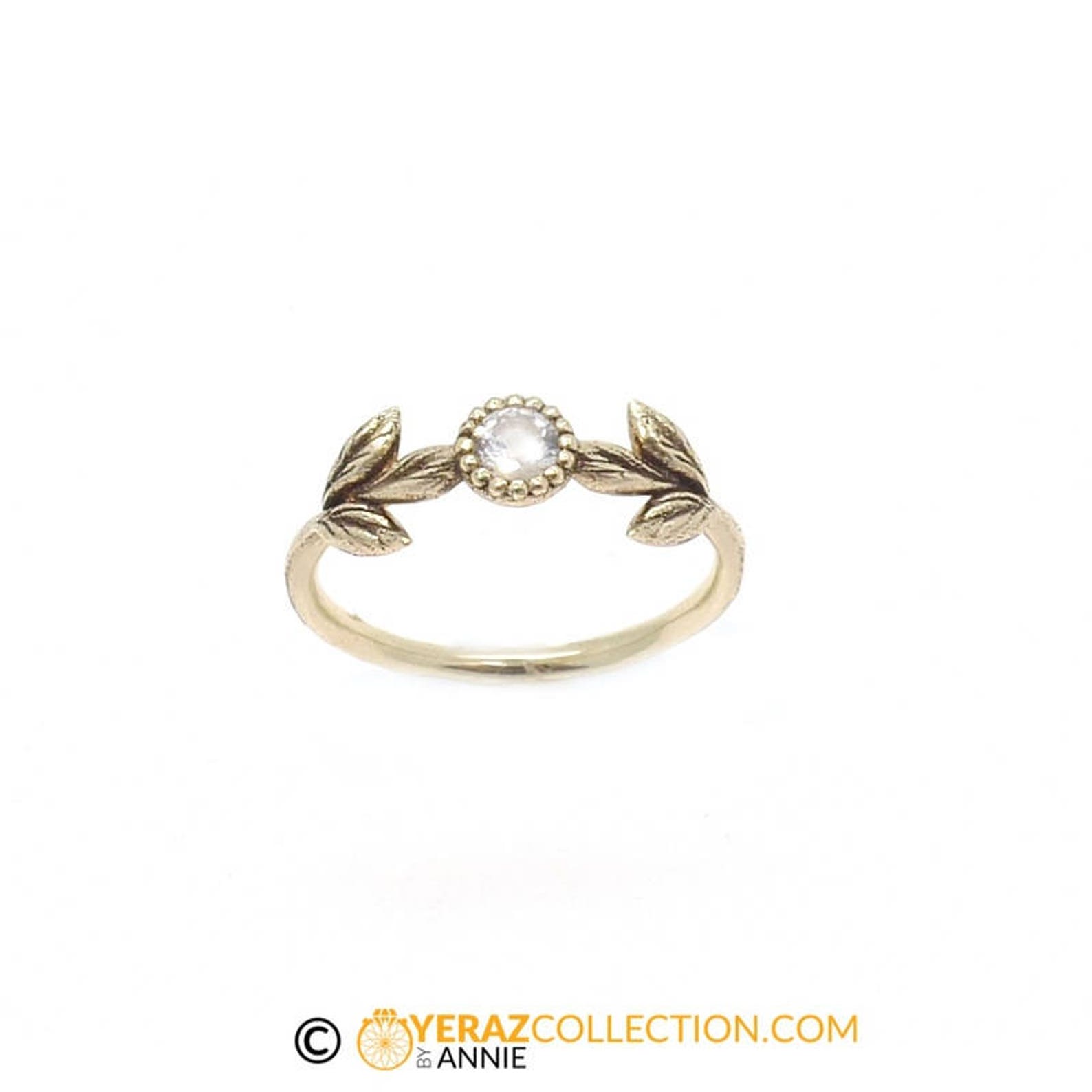 14K Vintage Style Yellow Gold Flower Leaf Ring Engagement - Etsy