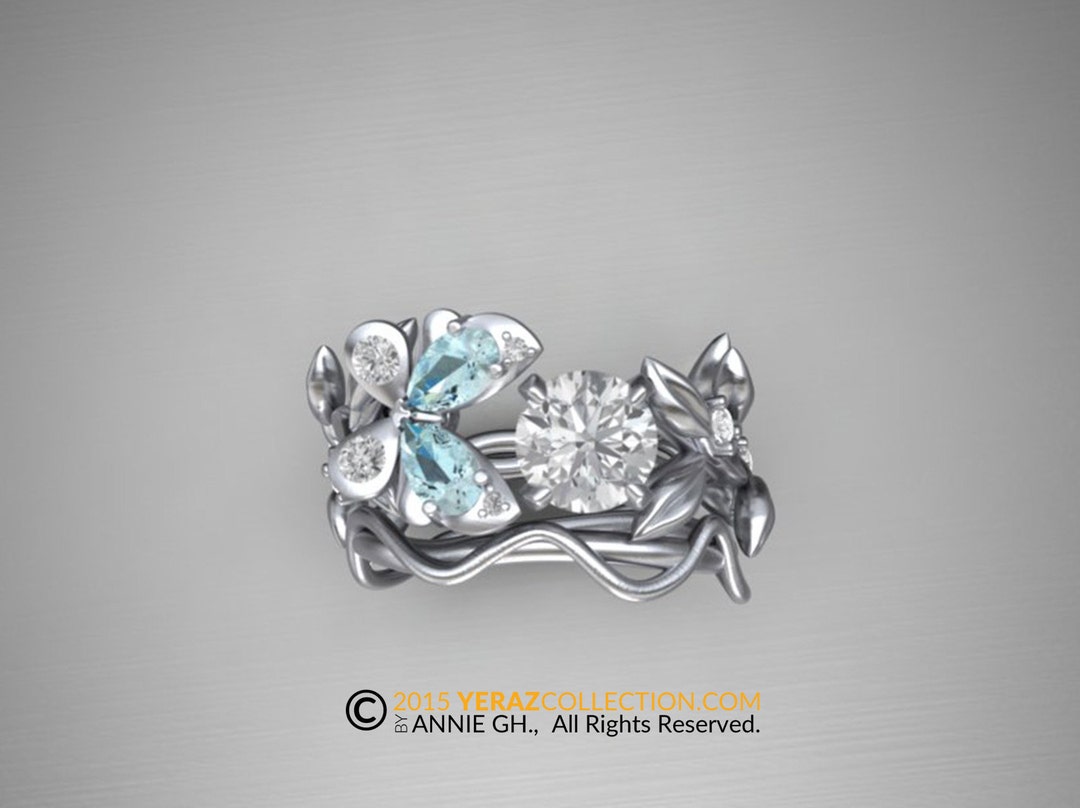 Matching Band for Butterfly Engagement Ring, 14K Gold, Nature Inspired ...
