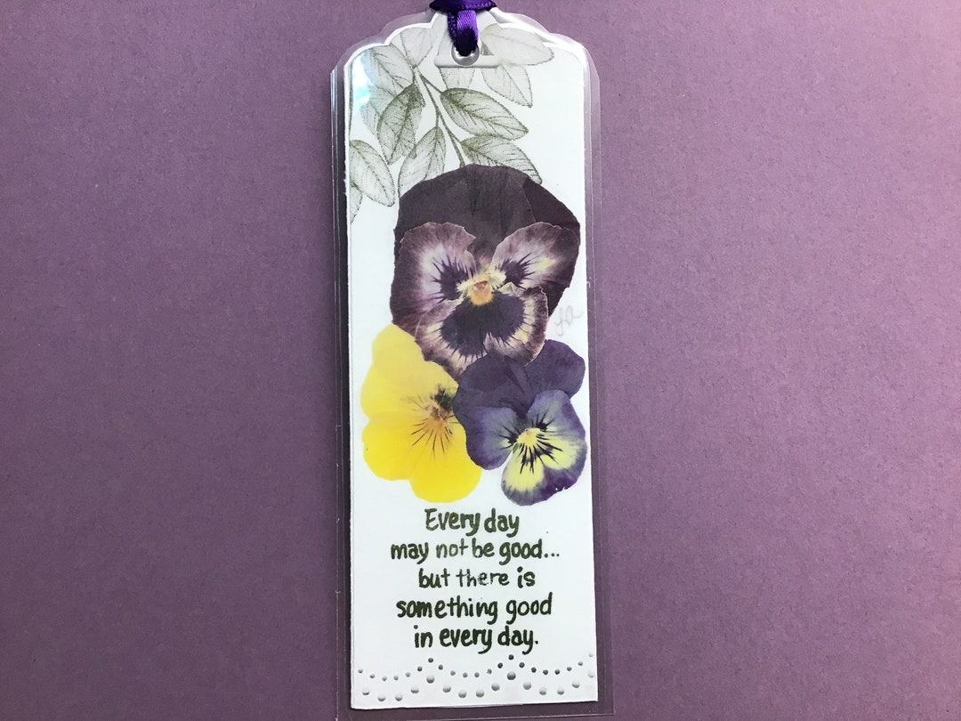 Pansy Inspirational Double Sided Bookmark, Flower Bookmarks, Spring ...