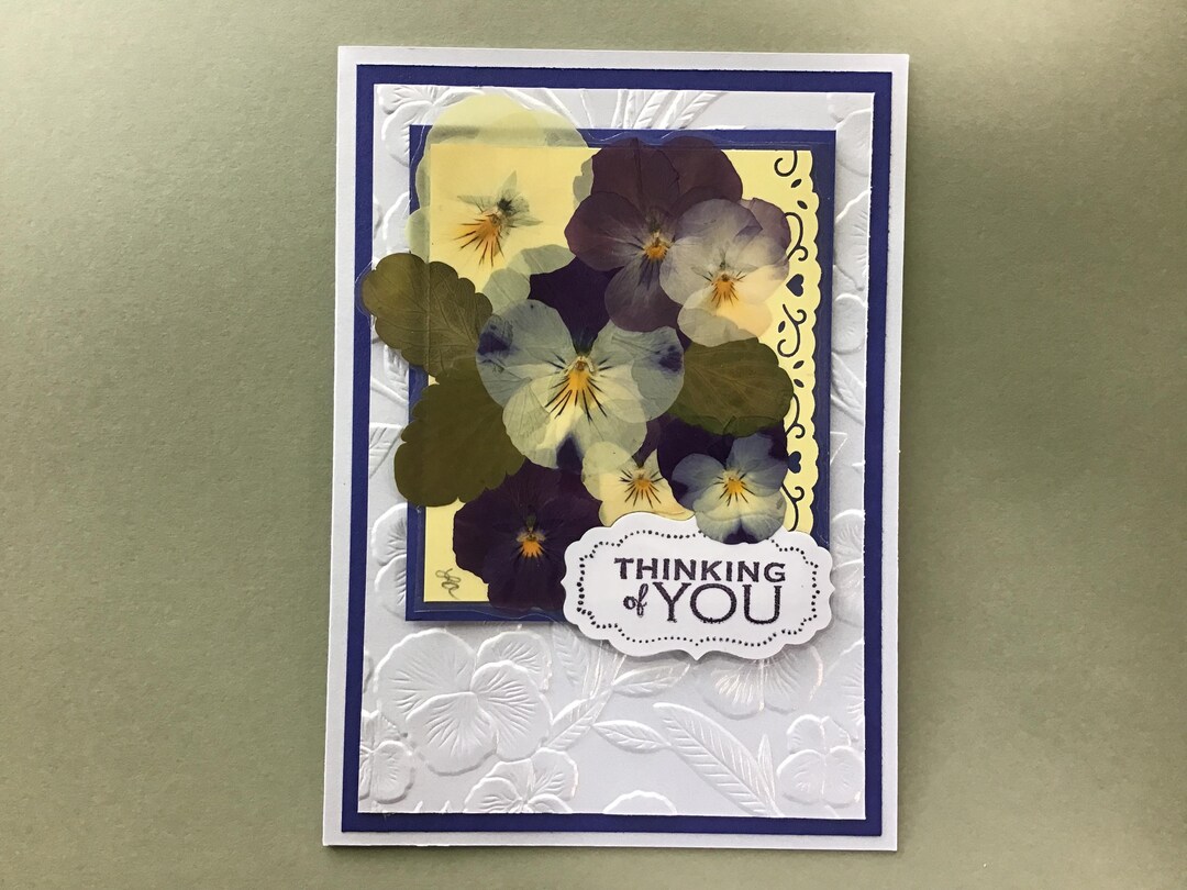 Pansy Thinking of You Card, Real Pressed Pansies on Quality Cardstock ...
