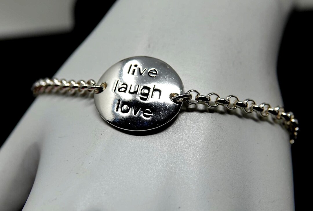 6 7/8" Sterling Bracelet , Live , Laugh , Love - Etsy