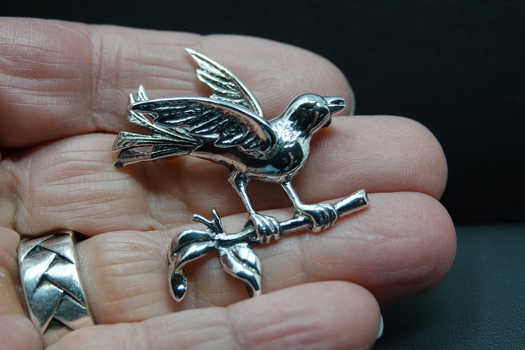 Sterling Bird Pin - Etsy