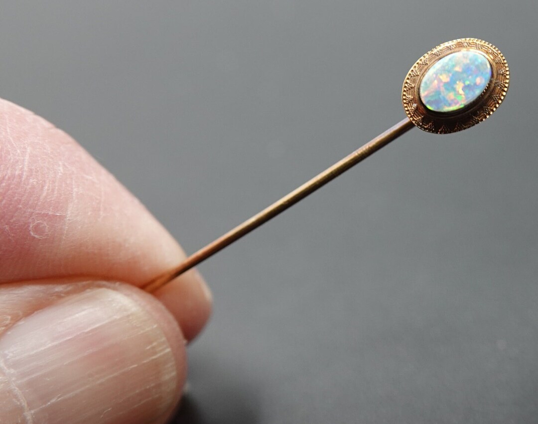 Vintage 14K Yellow Gold and Opal Stick Pin - Etsy