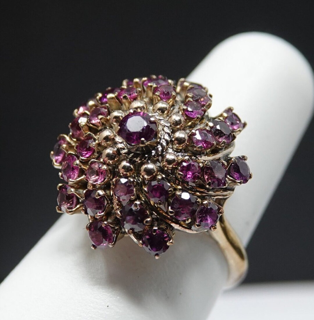 Size 6 Antique 10K Yellow Gold and Sterling Ruby Ring - Etsy