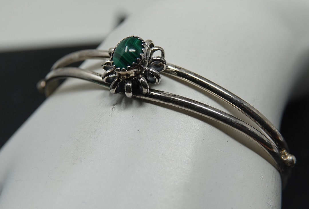 Native American Sterling and Malachite Cuff Bracelet (signed) - Etsy